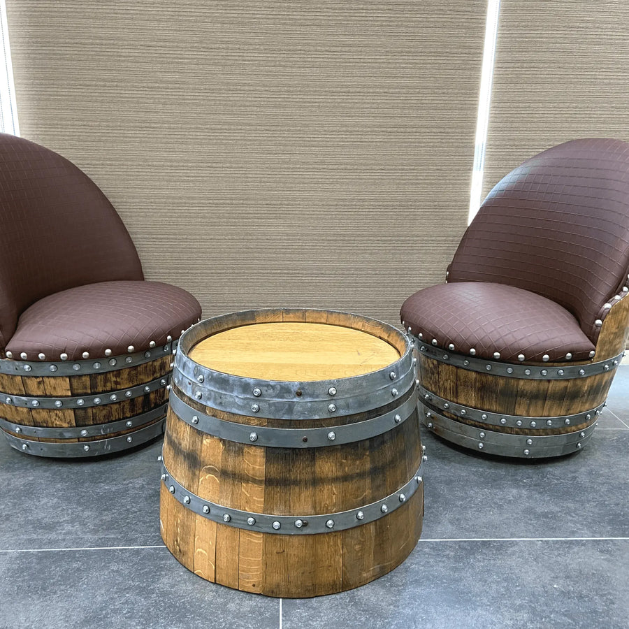 OBARREL 2-Chair Half-Barrel Table Set - BARREL FURNITURE - Oak Wood ...