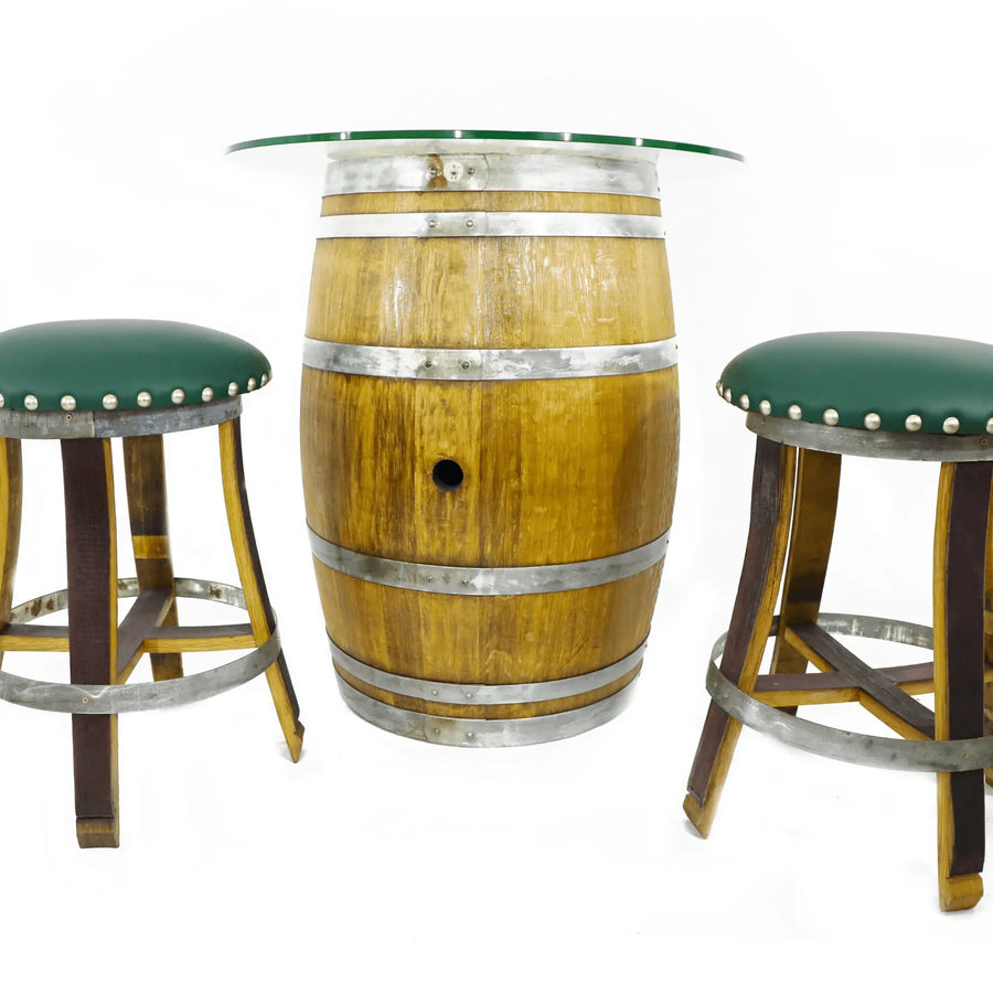 OBARREL 2 Pack x Barrel Stave Bar Stool Green - BARREL FURNITURE - Oak ...