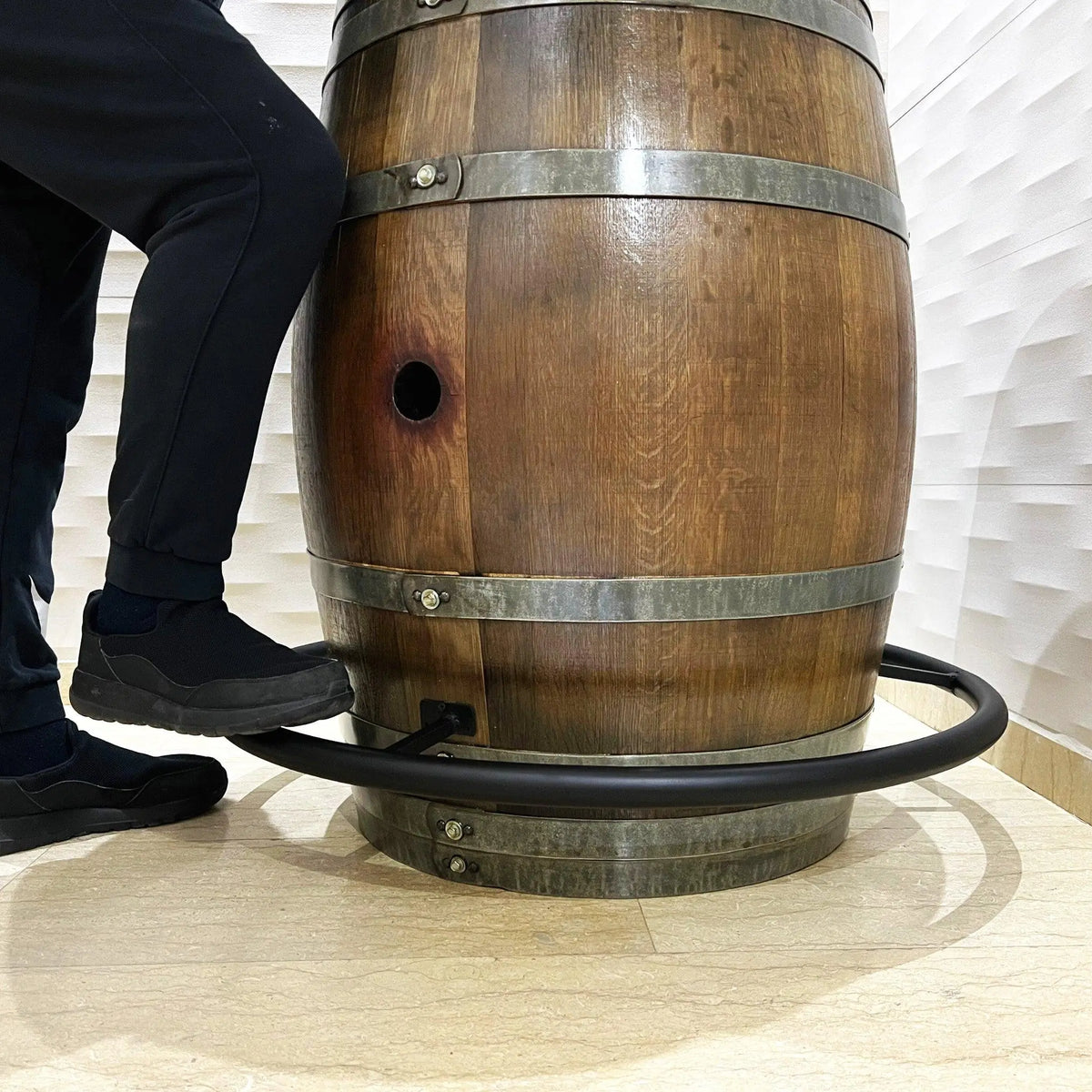 Barrel Foot Rail (Wine, Whiskey, Bourbon Barrel Compatible) - Oak Wood ...