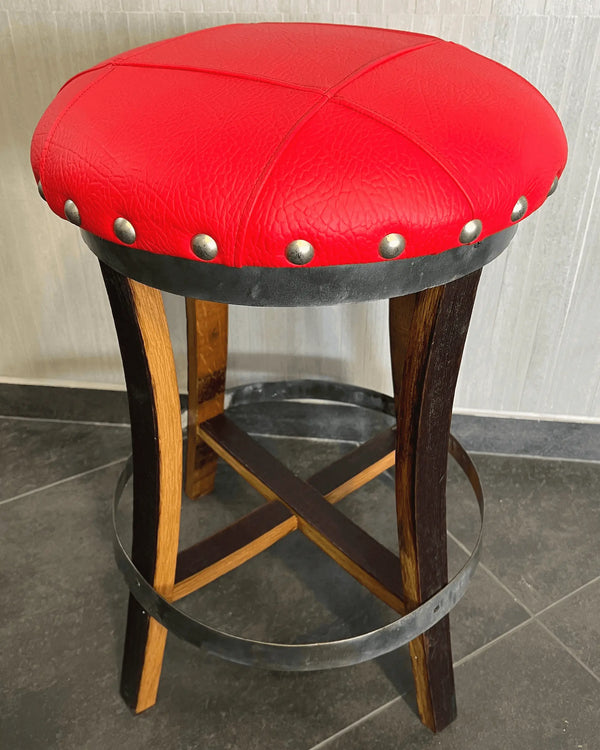 Red Wine Barrel Bar Stool - Whiskey Barrel Stave Pub Stool - Counter ...