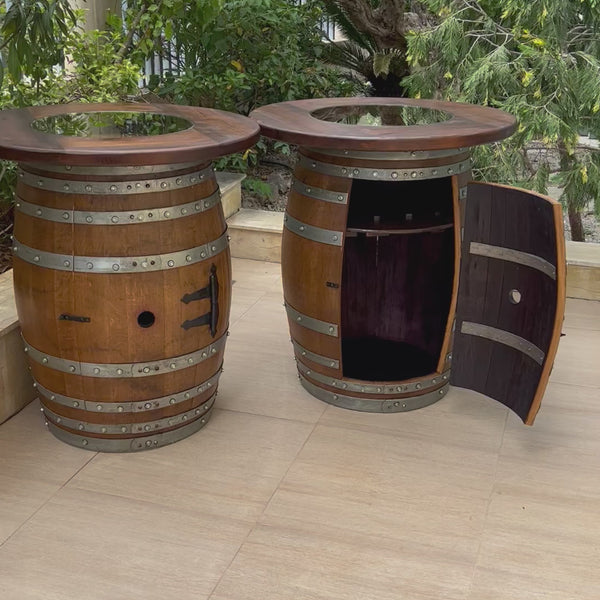 OBARREL Double Barrel Bar Cabinet Set - BARREL FURNITURE - Oak Wood ...