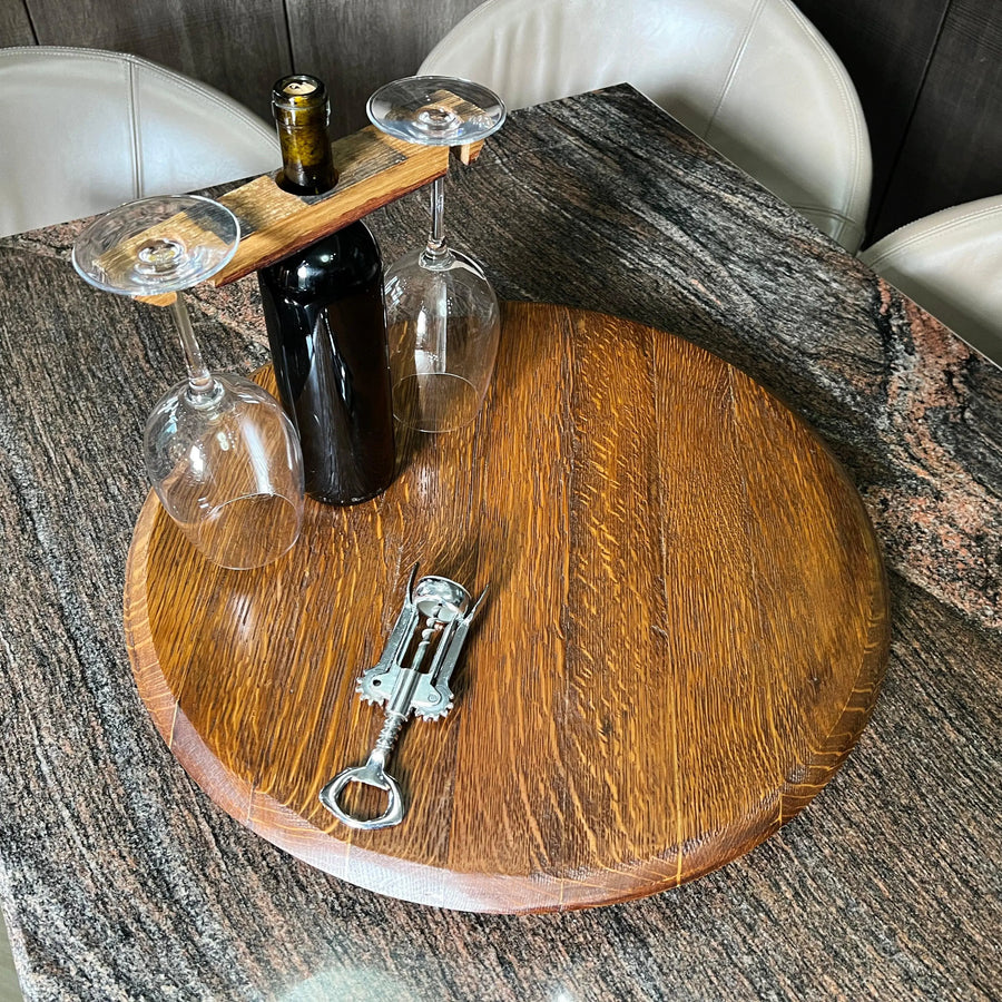 Rotating Wine Barrel Lazy Susan - Oak Wood Wine Barrels