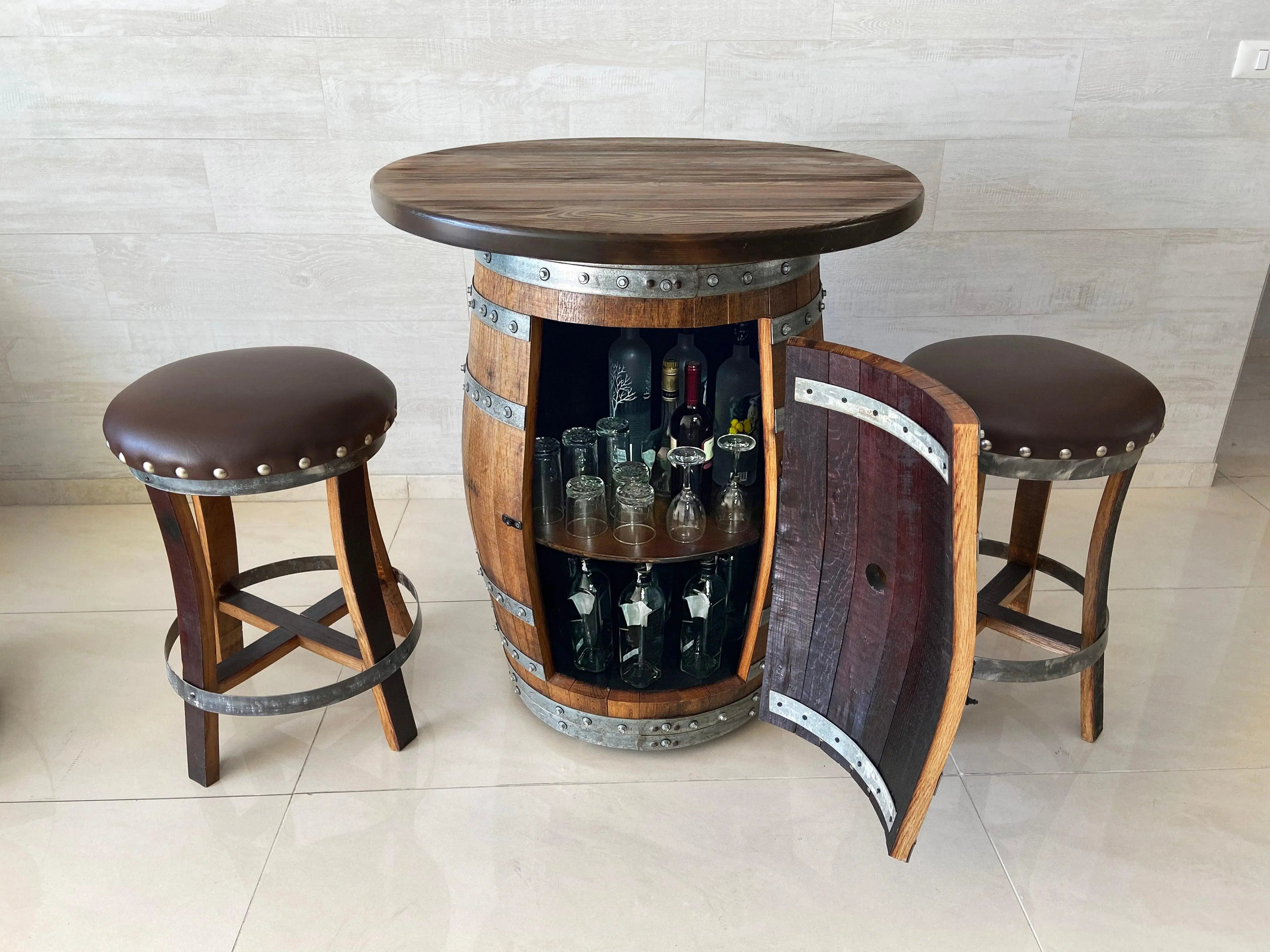OBARREL Round Solid Wood Barrel Top (Top Only) - BARREL FURNITURE - Oak ...
