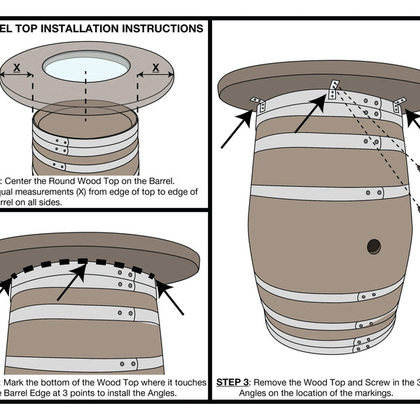 OBARREL Round Solid Wood Barrel Top (Top Only) - BARREL FURNITURE - Oak ...