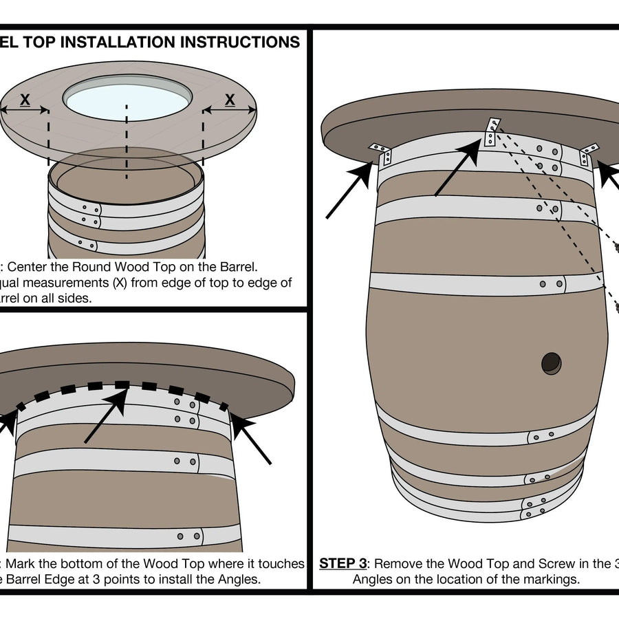 OBARREL Round Solid Wood Barrel Top (Top Only) - BARREL FURNITURE - Oak ...