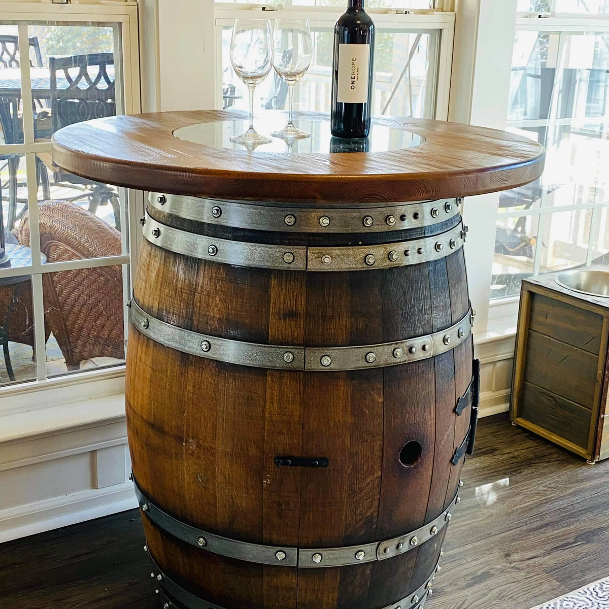 OBARREL Round Wood-Glass Barrel Top (Top Only) - BARREL FURNITURE - Oak ...
