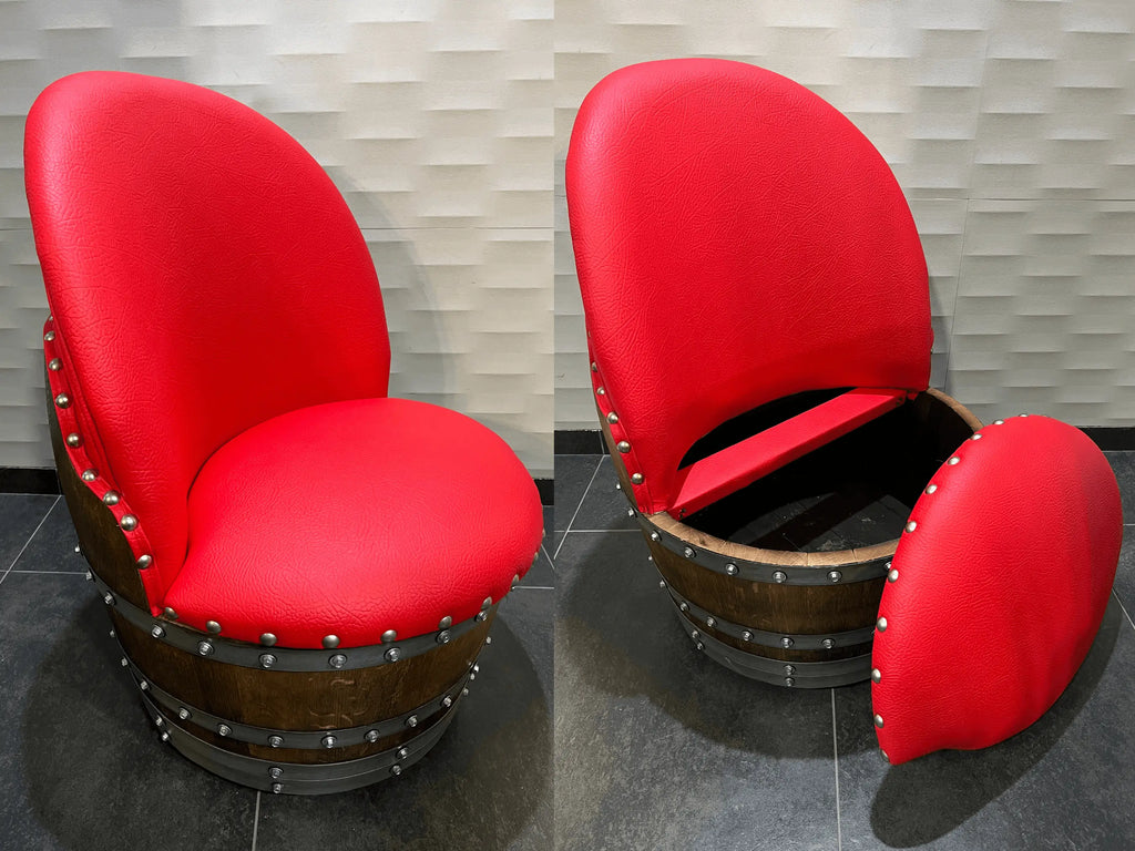 Red Berry Oak Barrel Chair, Handmade Wine and Whiskey Barrel Chair ...