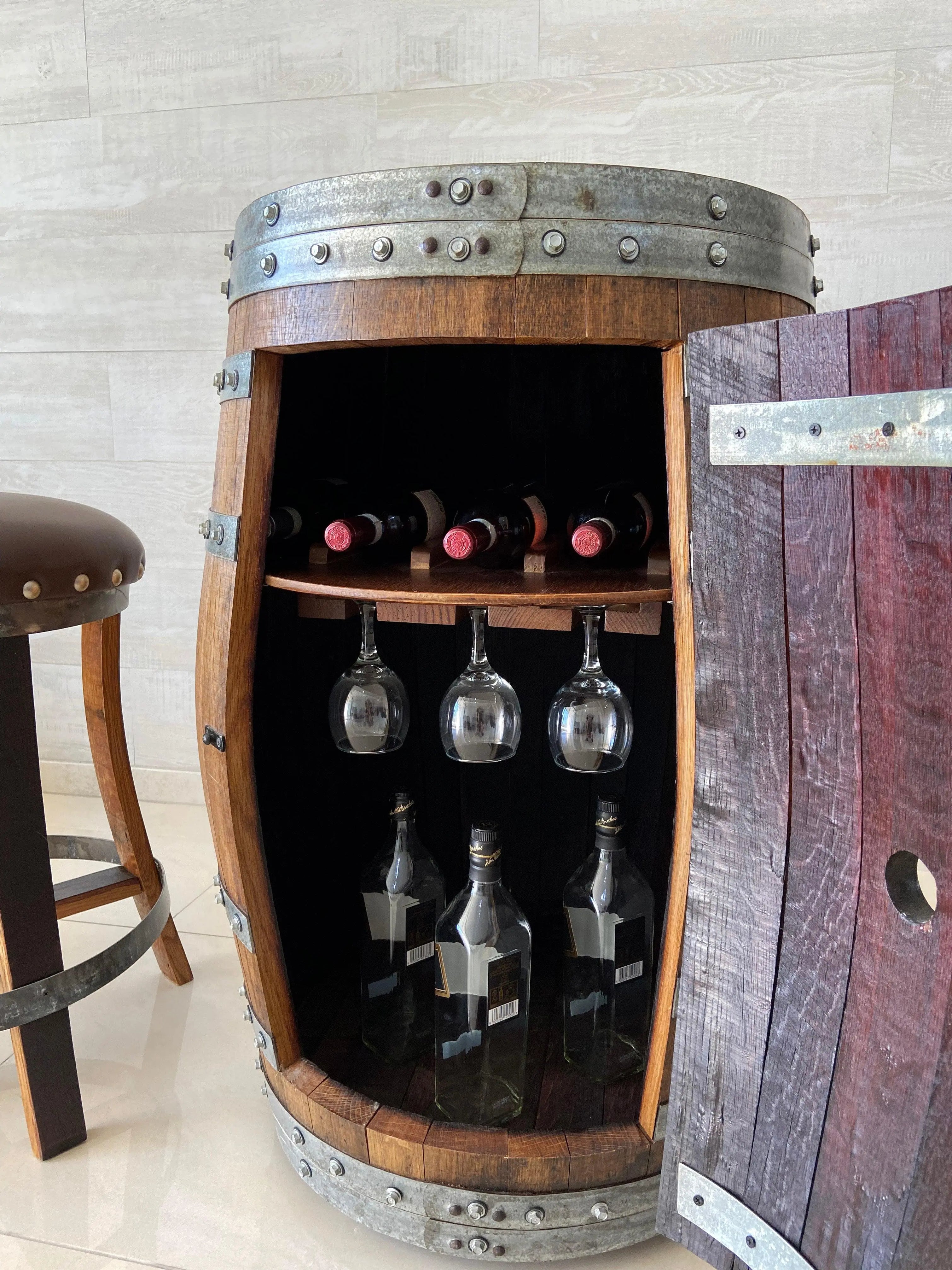 OBARREL Multi-Use Wine Barrel Bar - BARREL FURNITURE - Oak Wood Wine ...