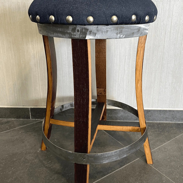 O Wine Barrel Stave Bar Stool - Blue Denim (Limited Colorway) - - Oak ...