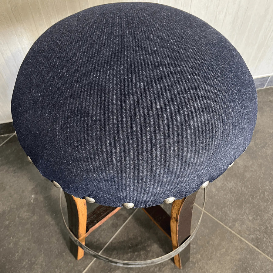 O Wine Barrel Stave Bar Stool - Blue Denim (Limited Colorway) - - Oak ...