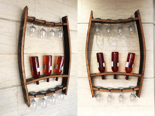 OBARREL Barrel Trio Bottle Display - BARREL FURNITURE - Oak Wood - Oak ...