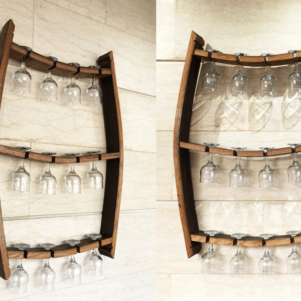 OBARREL Barrel Trio Glass Display - BARREL FURNITURE - Oak Wood - Oak ...