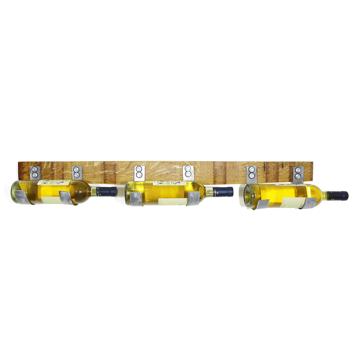 Barrel Stave 3-Bottle Holder - Wall Mounted Rack - Rustic - Oak Wood ...