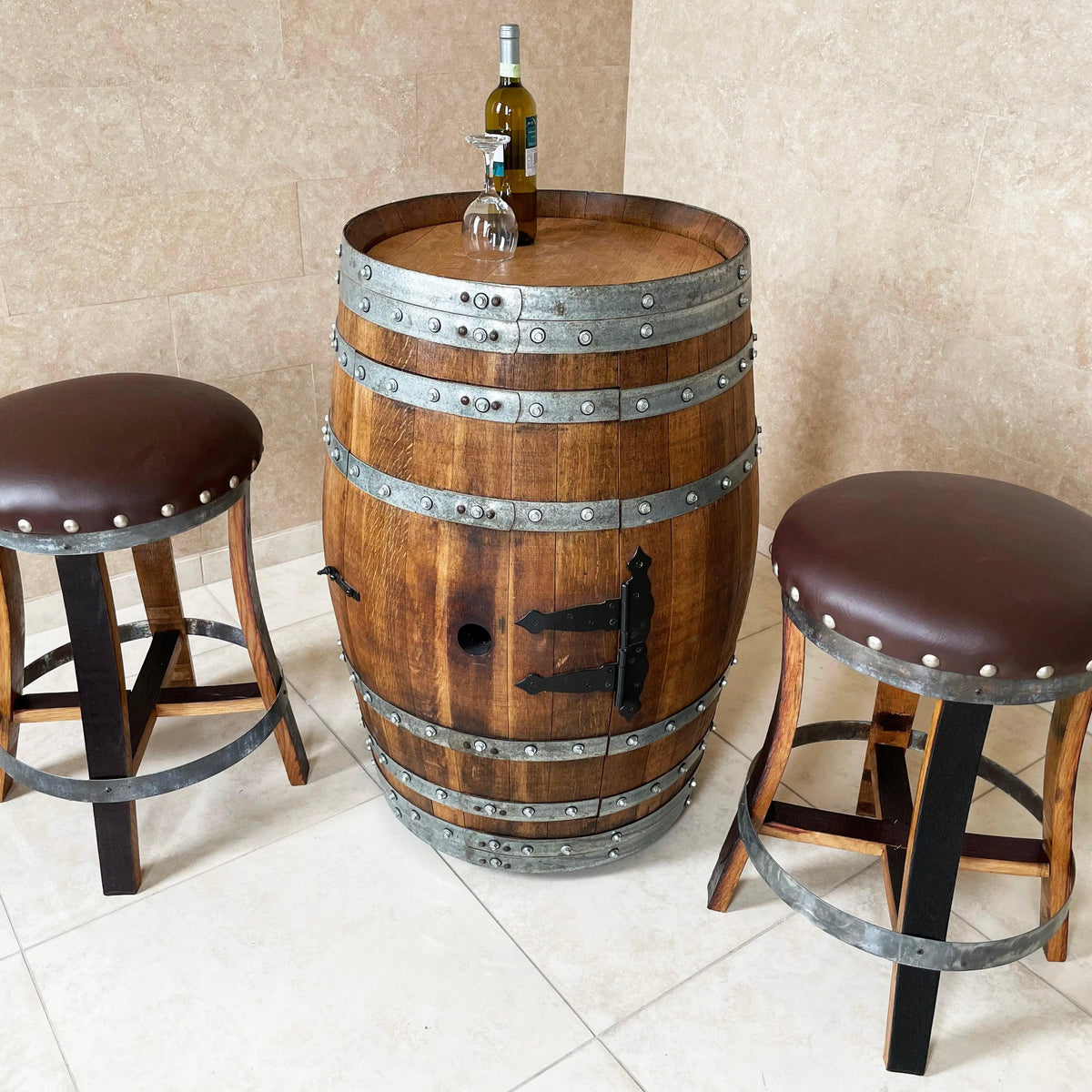 OBARREL Barrel Stave Bar Stool Brown - BARREL FURNITURE - Oak Wood ...