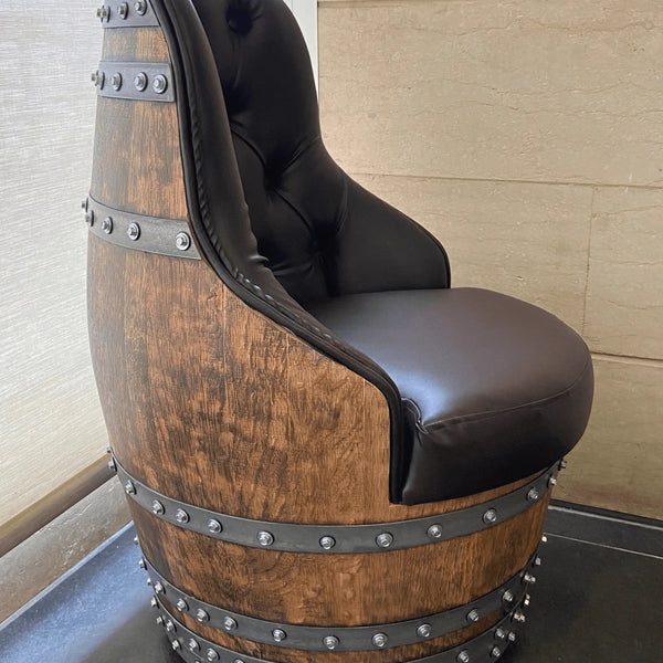 Luxury Captain Barrel Chair Set - Oak Wood Wine Barrels