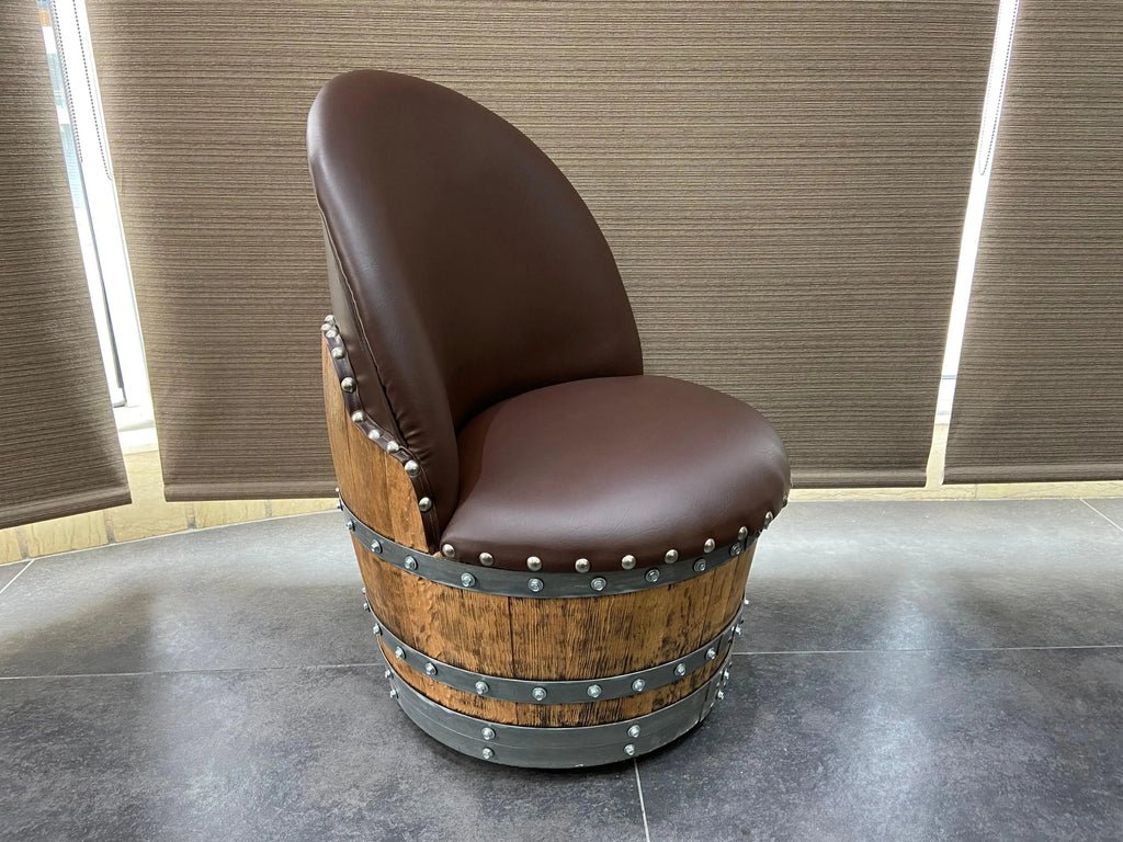Brown Oak Barrel Chair, Handmade Wine and Whiskey Barrel Chair, Hidden ...