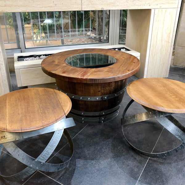 OBARREL Wine Barrel Hoop Table (Center/Side/End Table) - BARREL - Oak ...