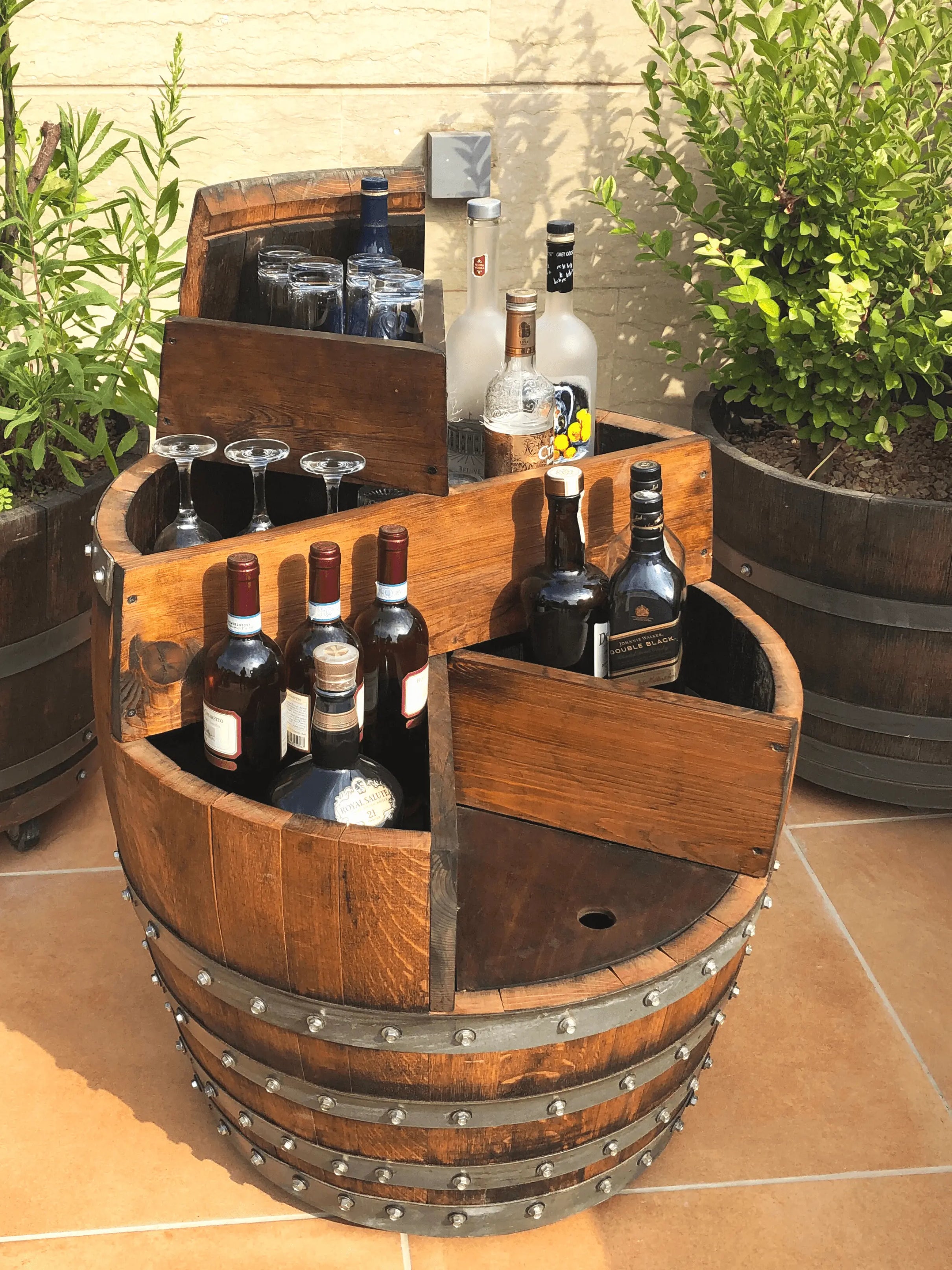 OBARREL Wine Barrel Top Shelf Bar - BARREL FURNITURE - Oak Wood Wine ...