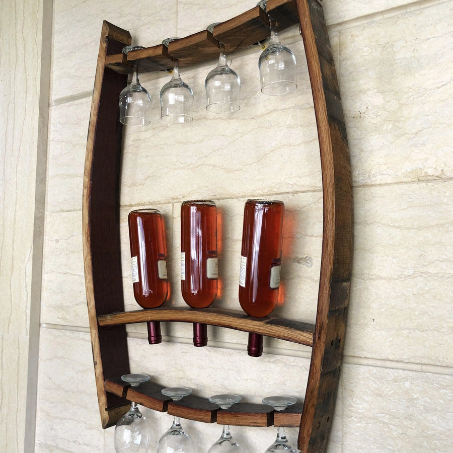 OBARREL Barrel Trio Bottle Display - BARREL FURNITURE - Oak Wood - Oak ...